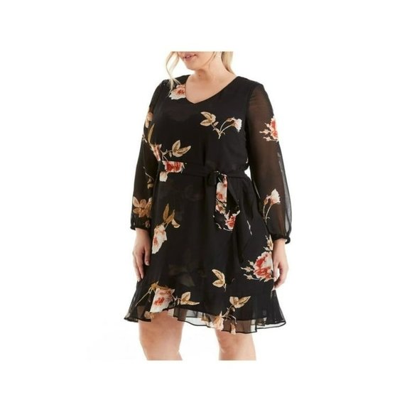 Estelle | Dresses | Estelle Womens A Line Dress Ruffled Sheer Tie ...